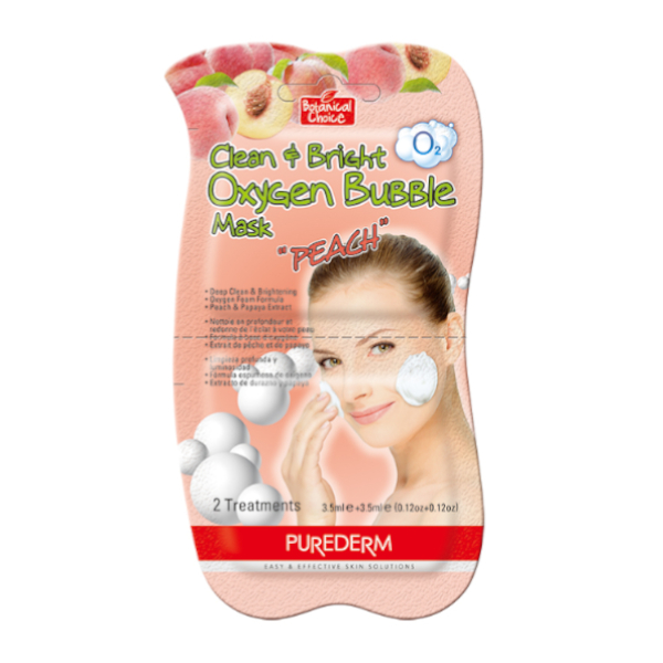 Shop PUREDERM - Clean&Bright Oxygen Bubble Mask - 3.5ml+3.5ml - Peach ...